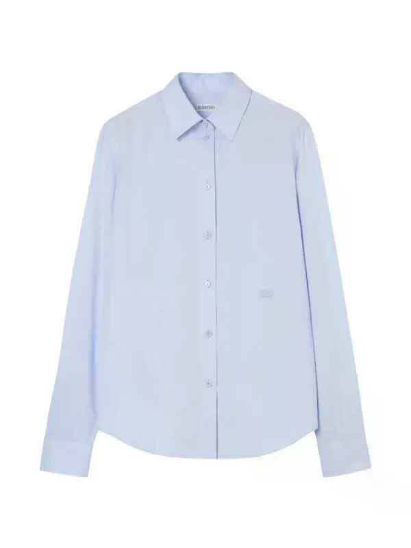 Burberry Regular-fit Cotton Poplin Formal Shirt With Embroidered Equestrian Knight Design - Blue