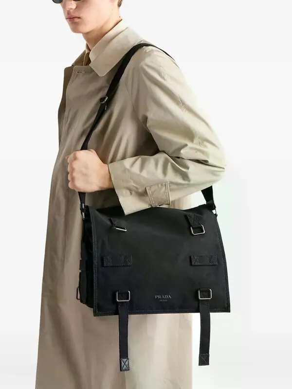 Prada Canvas Shoulder Bag With Adjustable Strap