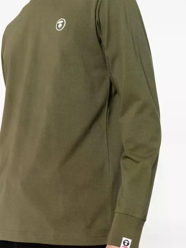 AAPE BY *A BATHING APE Moonface Logo Long Sleeve T-shirt - Green
