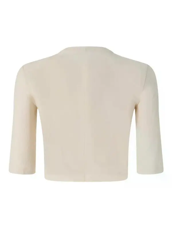 Pinko Cropped Ribbed Cotton T-shirt With Chain Neckline