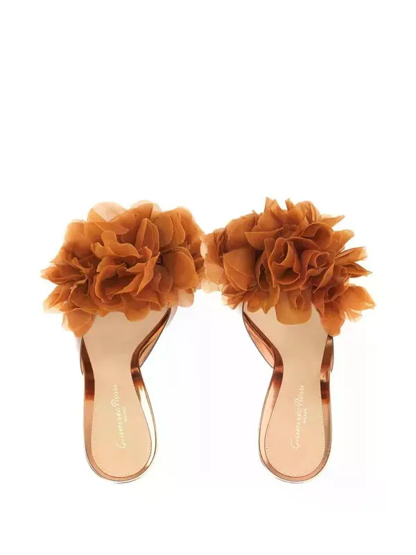 GIANVITO ROSSI Floral Embellished Open Toe Sandals - Neutrals