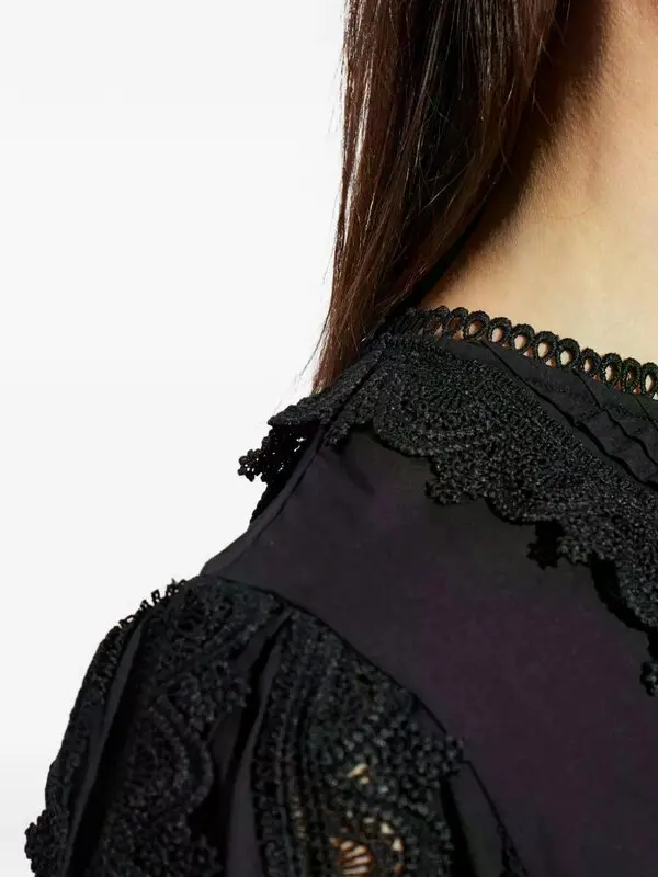 ALLSAINTS Hart Balloon-sleeve Top With Lace Trim - Black