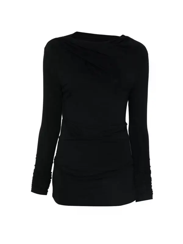 ENTIRE STUDIOS Draped Long Sleeve Top - Black