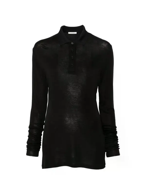 ENTIRE STUDIOS Long Sleeve Buttoned Polo Shirt - Black
