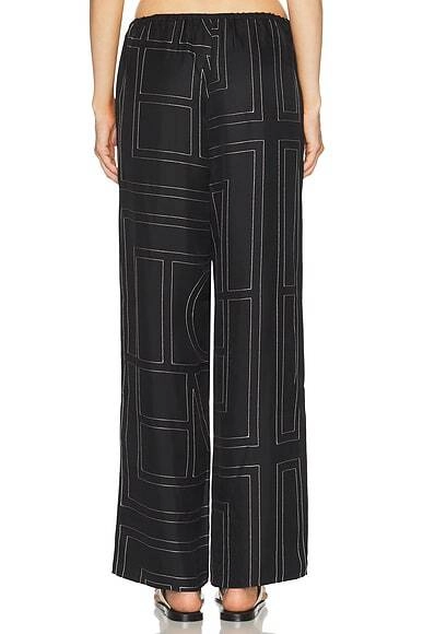 TOTEME Monogram Silk Pj Bottom - Black