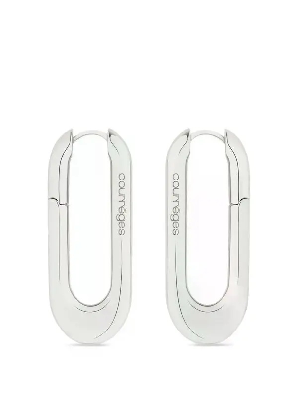 COURREGES Tone Logo Detail Hoop Earrings
