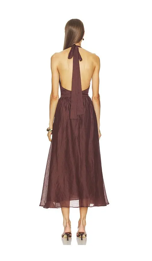 Bardot Cavarly Ramie Halter Dress - Chocolate