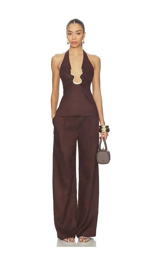 Bardot Cavarly Linen Halter Top