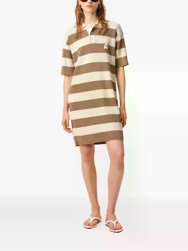 AMI Paris Cotton Polo Dress With De Coeur Patch