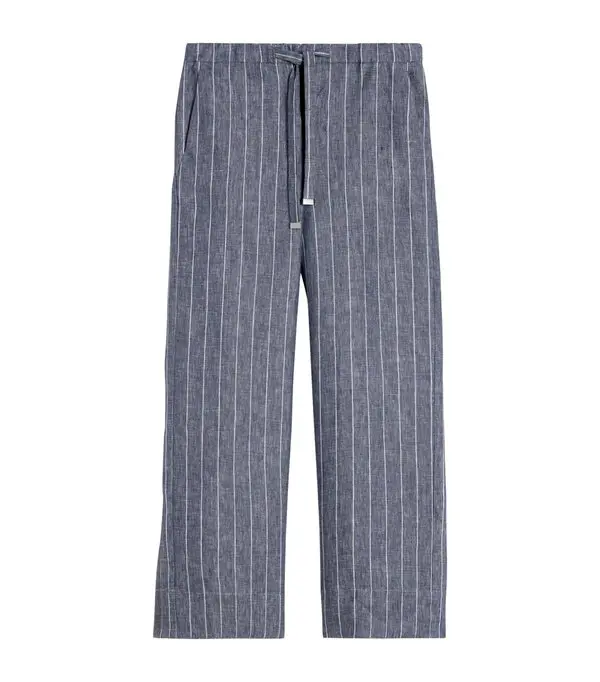 Max Mara Linen Stripe Wide Leg Trousers