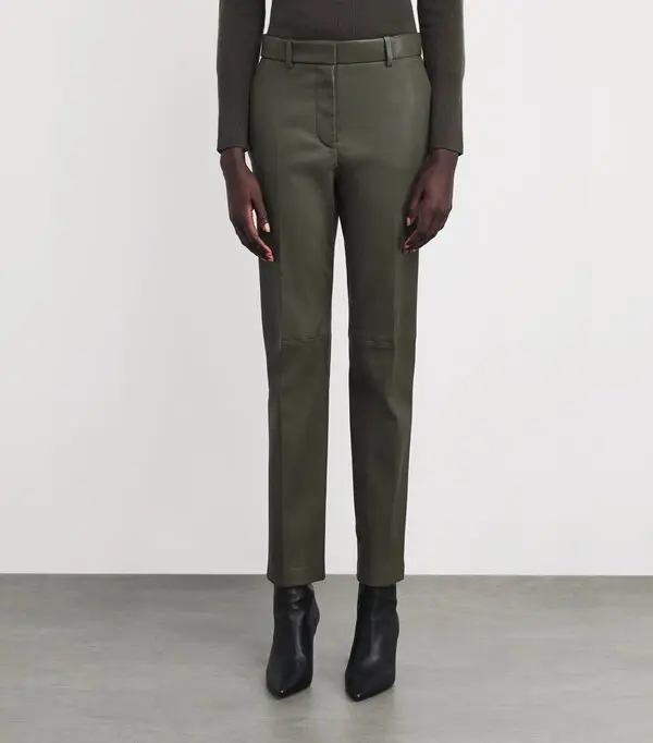 JOSEPH Coleman Leather Trousers - Green