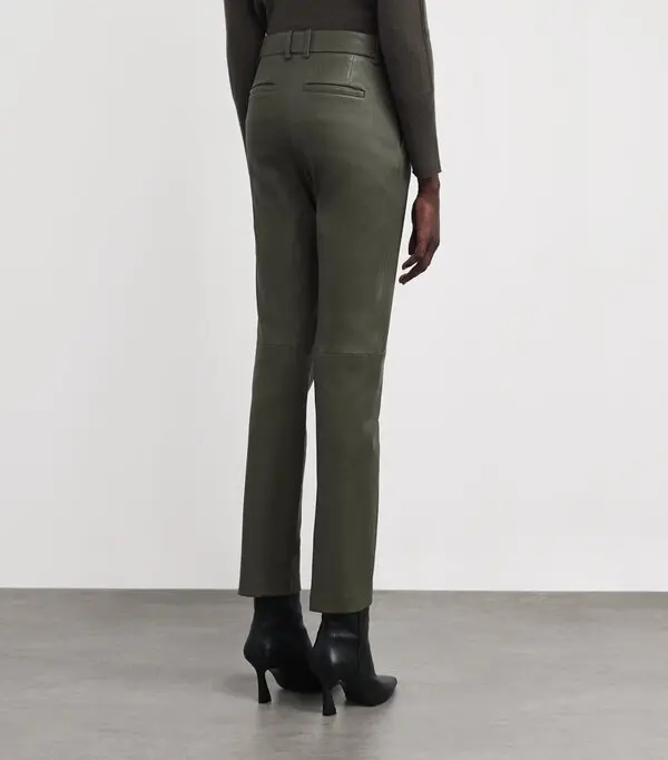 JOSEPH Coleman Leather Trousers - Green