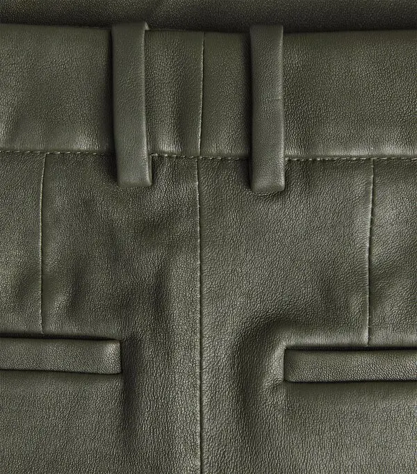 JOSEPH Coleman Leather Trousers - Green