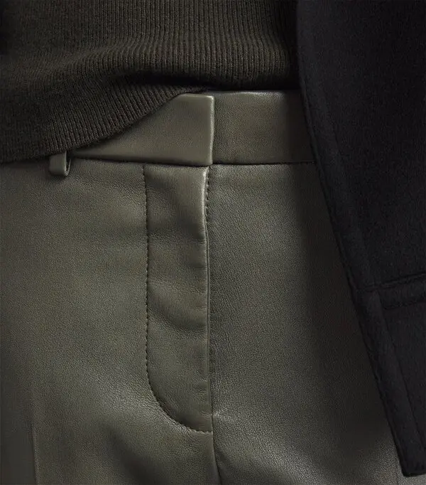 JOSEPH Coleman Leather Trousers - Green