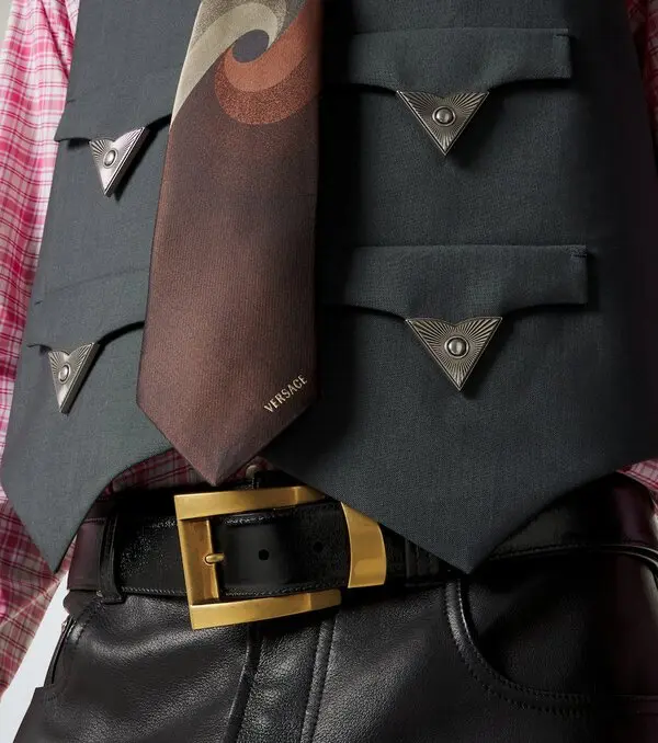Versace Jacquard Neck Tie - Brown