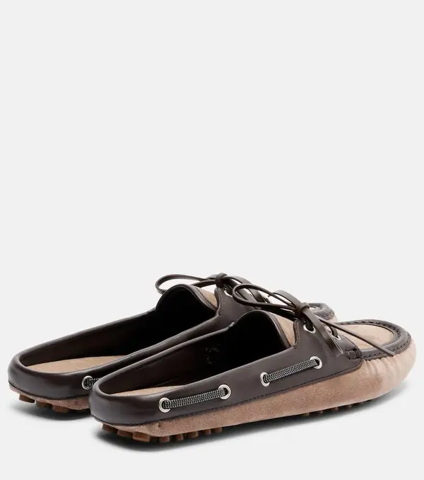 Brunello Cucinelli Monili Suede Mules