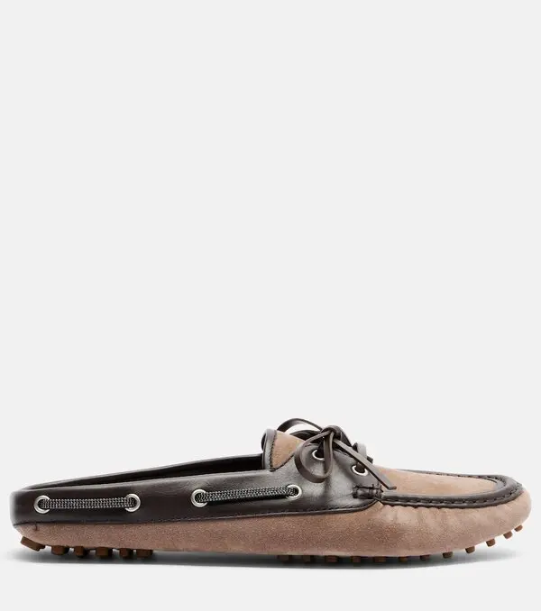 Brunello Cucinelli Monili Suede Mules