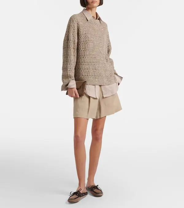 Brunello Cucinelli Monili Suede Mules