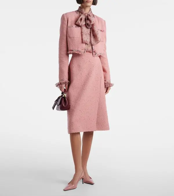 Dolce & Gabbana Cotton-blend Tweed Midi Skirt