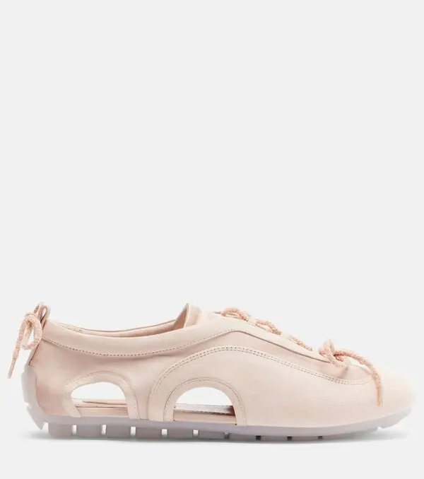 Simone Rocha Cutout Suede-trimmed Satin Sneakers