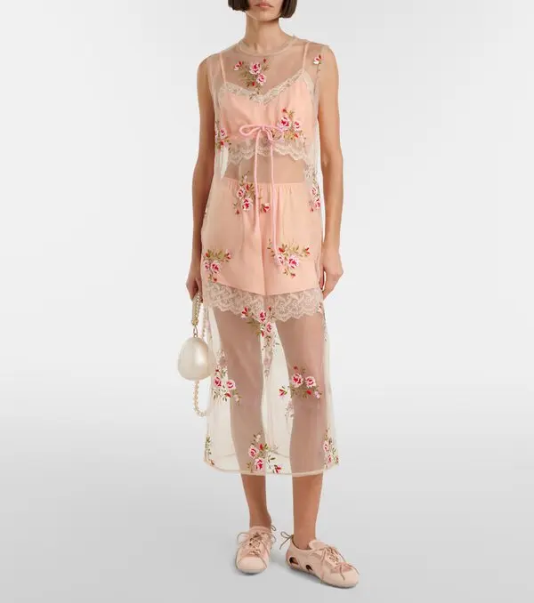 Simone Rocha Cutout Suede-trimmed Satin Sneakers
