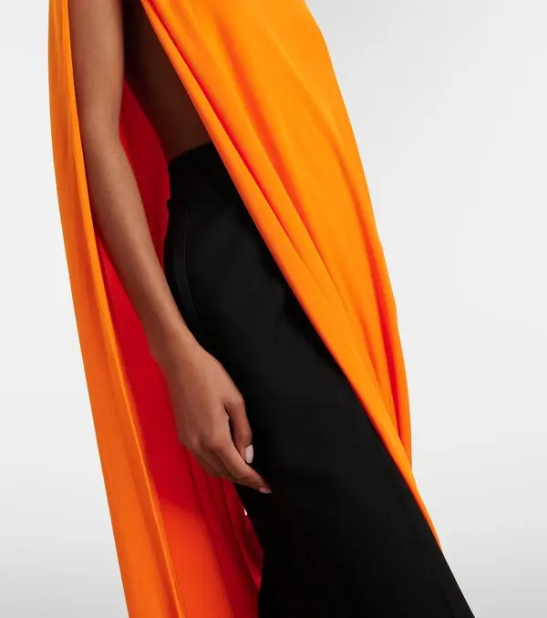 TOM FORD Asymmetric Draped Crepe Jersey Top - Orange
