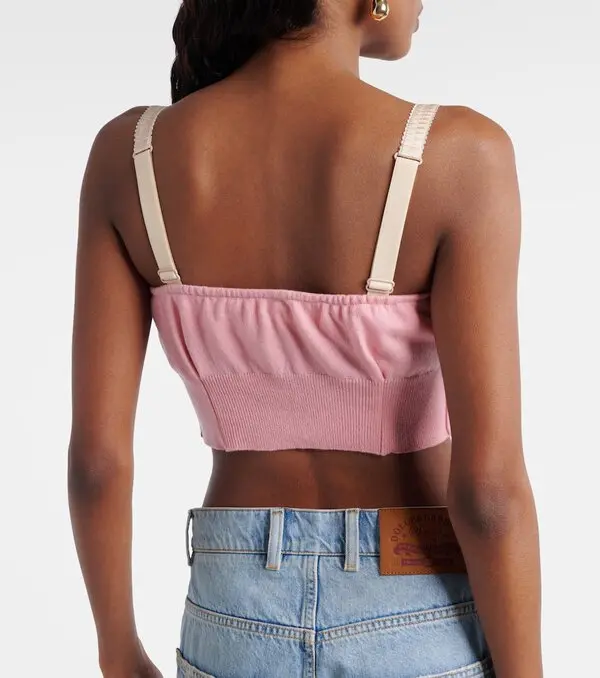 Dolce & Gabbana Embellished Cropped Silk-blend Top - Pink