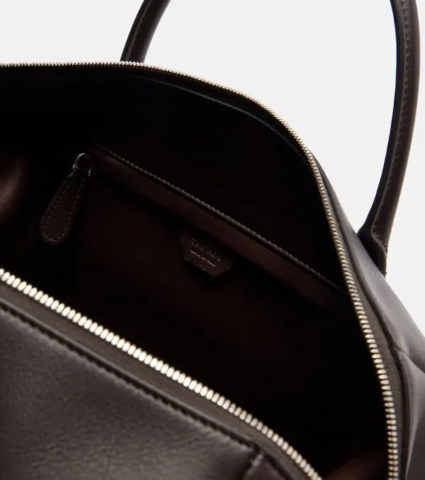THE ROW Faye Leather Bowling Bag - Brown