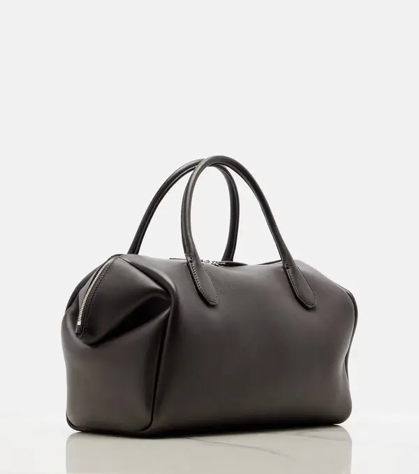 THE ROW Faye Leather Bowling Bag - Brown