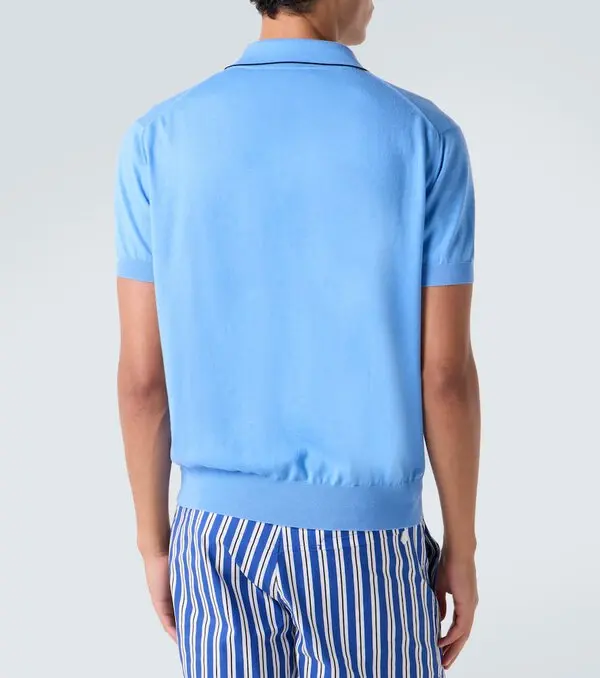 TOM FORD Cotton And Silk Polo Shirt - Blue