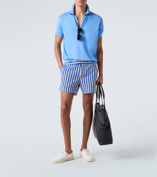 TOM FORD Cotton And Silk Polo Shirt - Blue