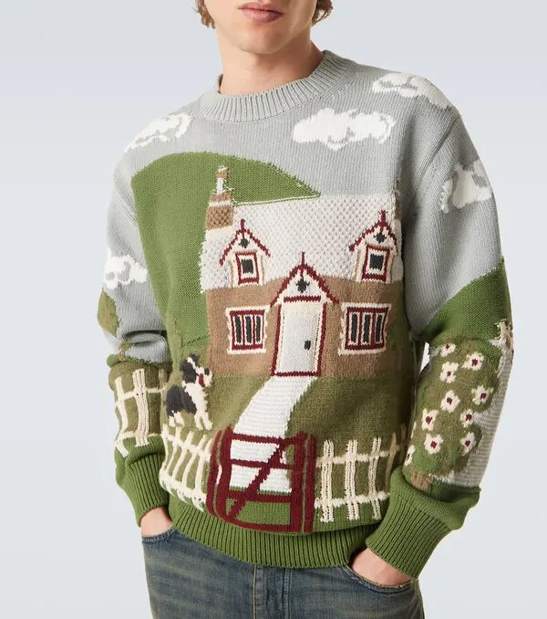 Junya Watanabe Intarsia Cotton And Wool Sweater - Multicoloured