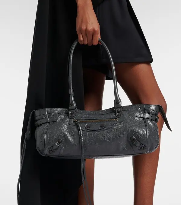 Balenciaga Le City East-west Leather Shoulder Bag - Grey