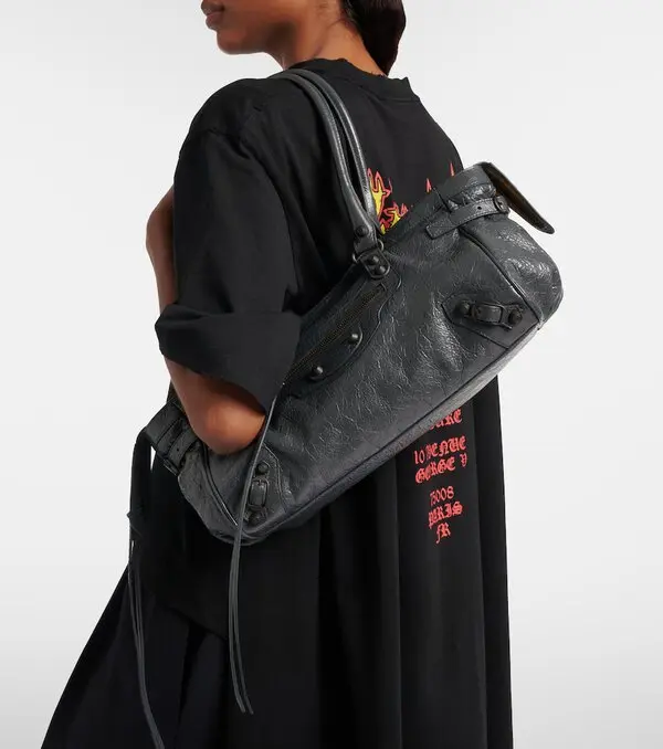 Balenciaga Le City East-west Leather Shoulder Bag - Grey