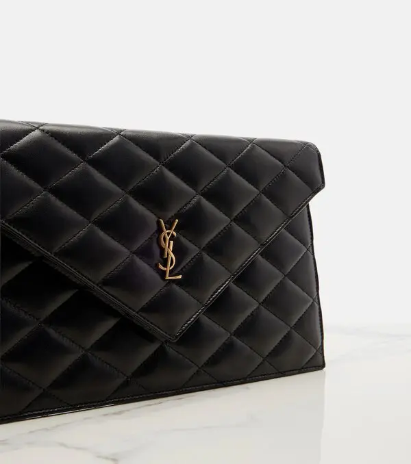 Saint Laurent Cassandre Quilted Leather Pouch - Black