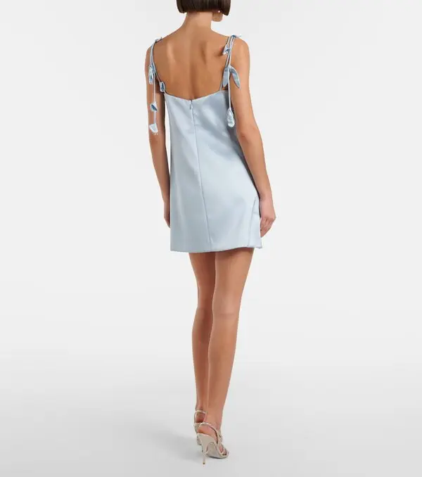 SELF-PORTRAIT Floral-applique Satin Minidress