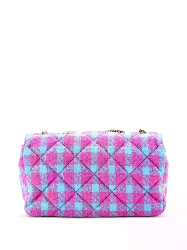 Versace Medusa Icon Chain Flap Bag Quilted Tweed East West Shoulder Bag - Pink
