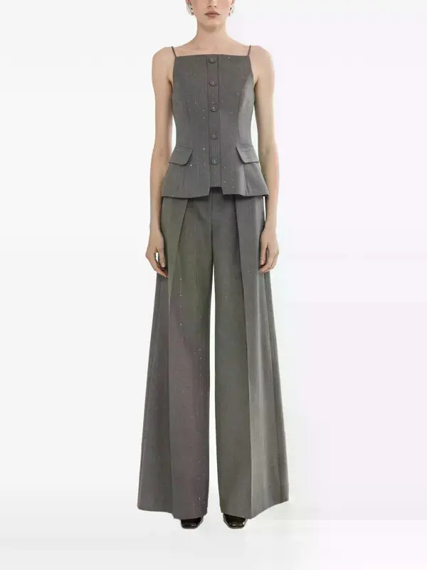 NISSA Sequined Sleeveless Button-fastening Top