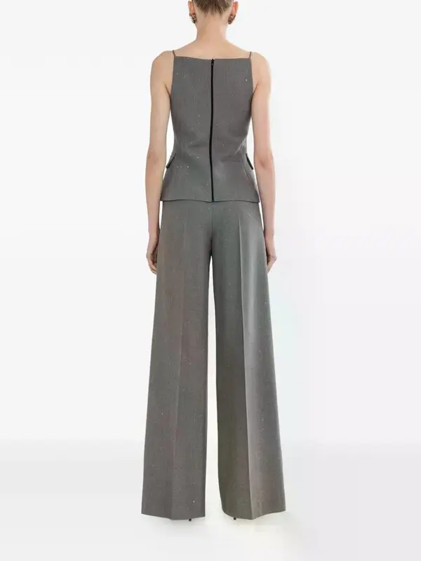 NISSA Sequined Sleeveless Button-fastening Top