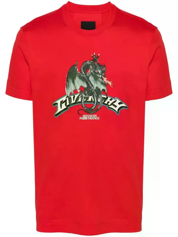 Givenchy Dragon-print Cotton T-shirt - Red