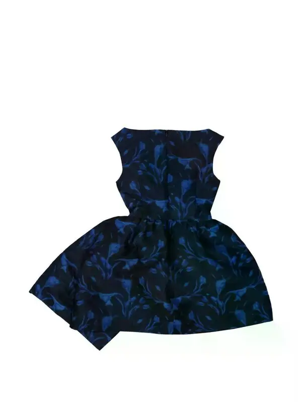 SHUSHU/TONG Sleeveless Asymmetrical Floral Print Short Dress - Blue