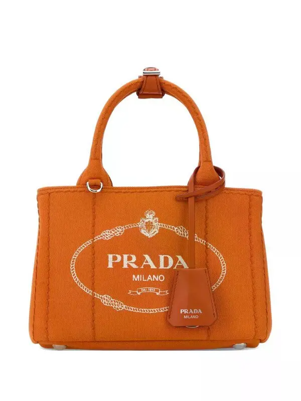 Prada Mini Jardinière Canvas Tote Bag - Orange