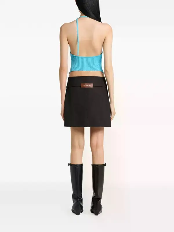 COURREGES Halterneck Ribbed Knit Top - Blue