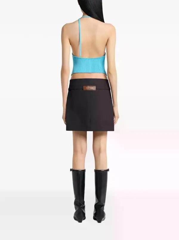 COURREGES Halterneck Ribbed Knit Top - Blue