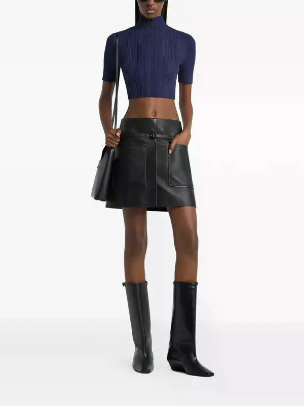 COURREGES Ribbed Knit Cropped Top With Logo Detail