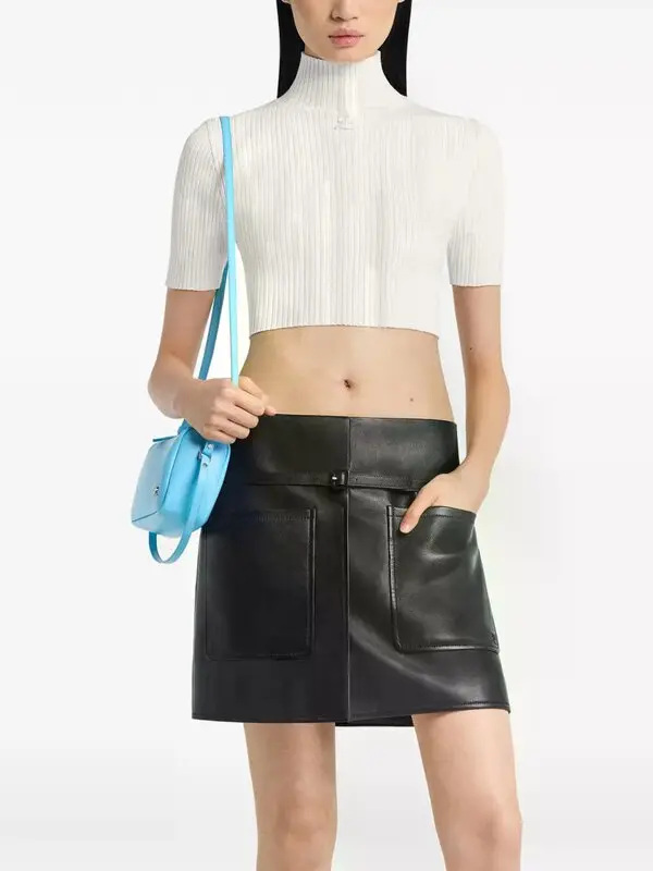 COURREGES Cropped Ribbed Knit Sweater