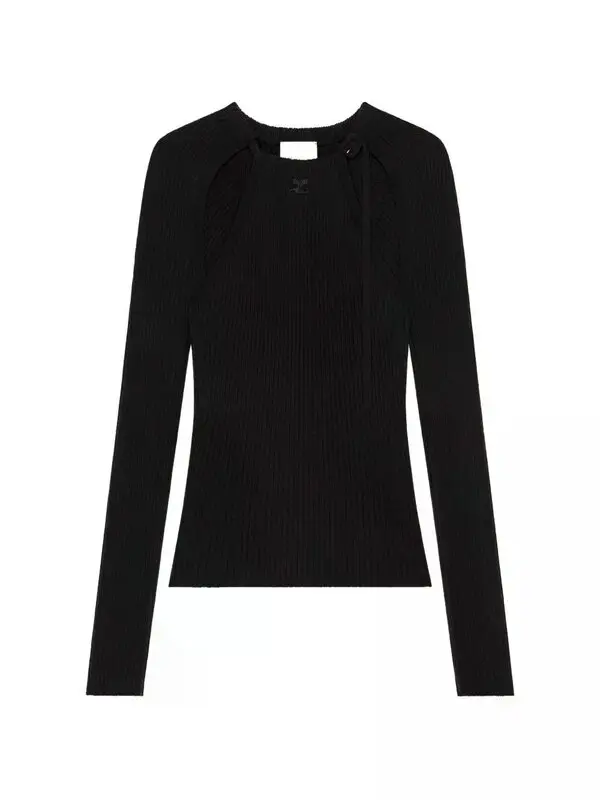 COURREGES Long-sleeve Cut-out Detail T-shirt - Black
