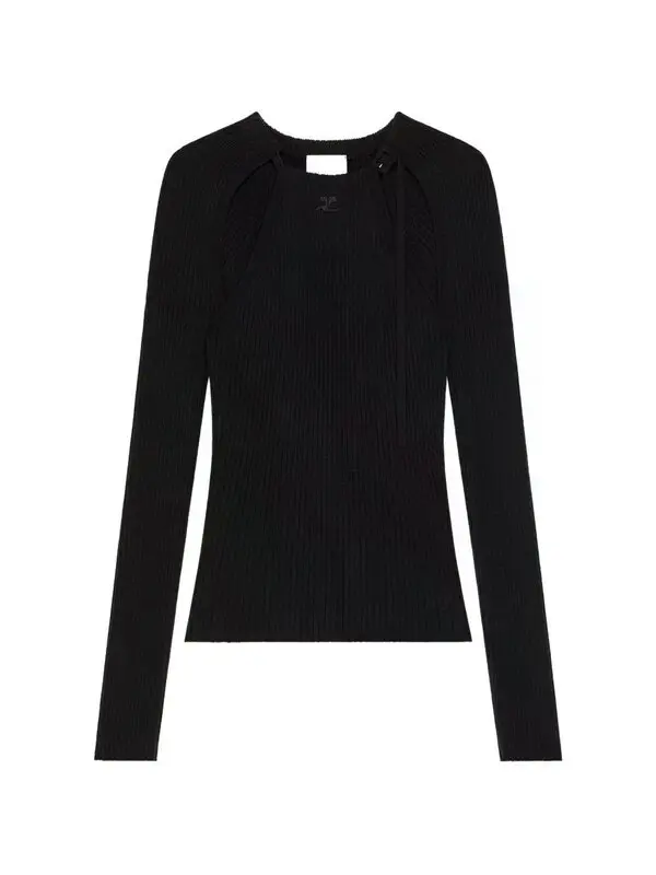 COURREGES Long-sleeve Cut-out Detail T-shirt - Black