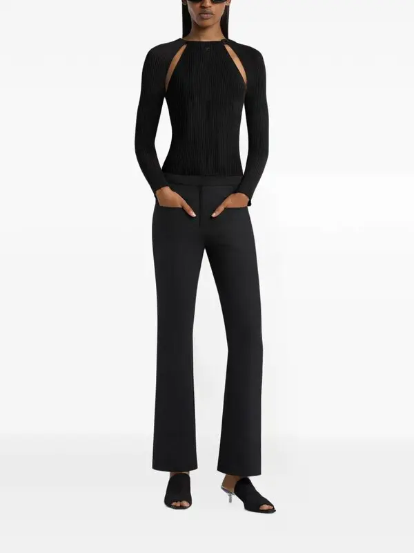 COURREGES Long-sleeve Cut-out Detail T-shirt - Black