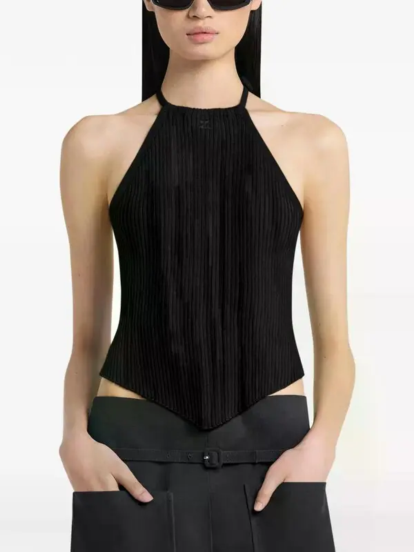 COURREGES Ribbed Knit Halterneck Top